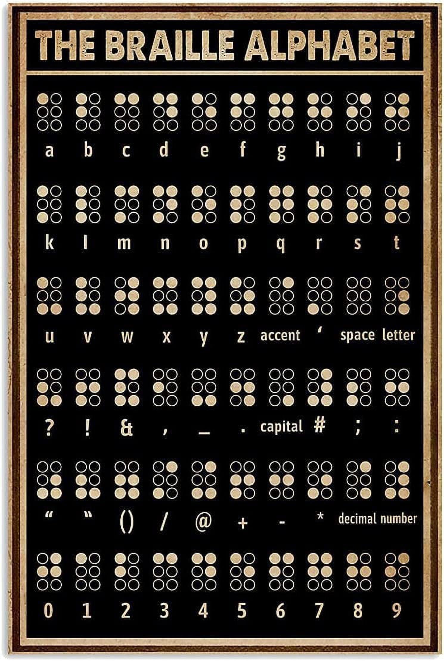 The Braille Alphabet Metal Poster Decor Gift Metal Tin Sign Home Decor ...