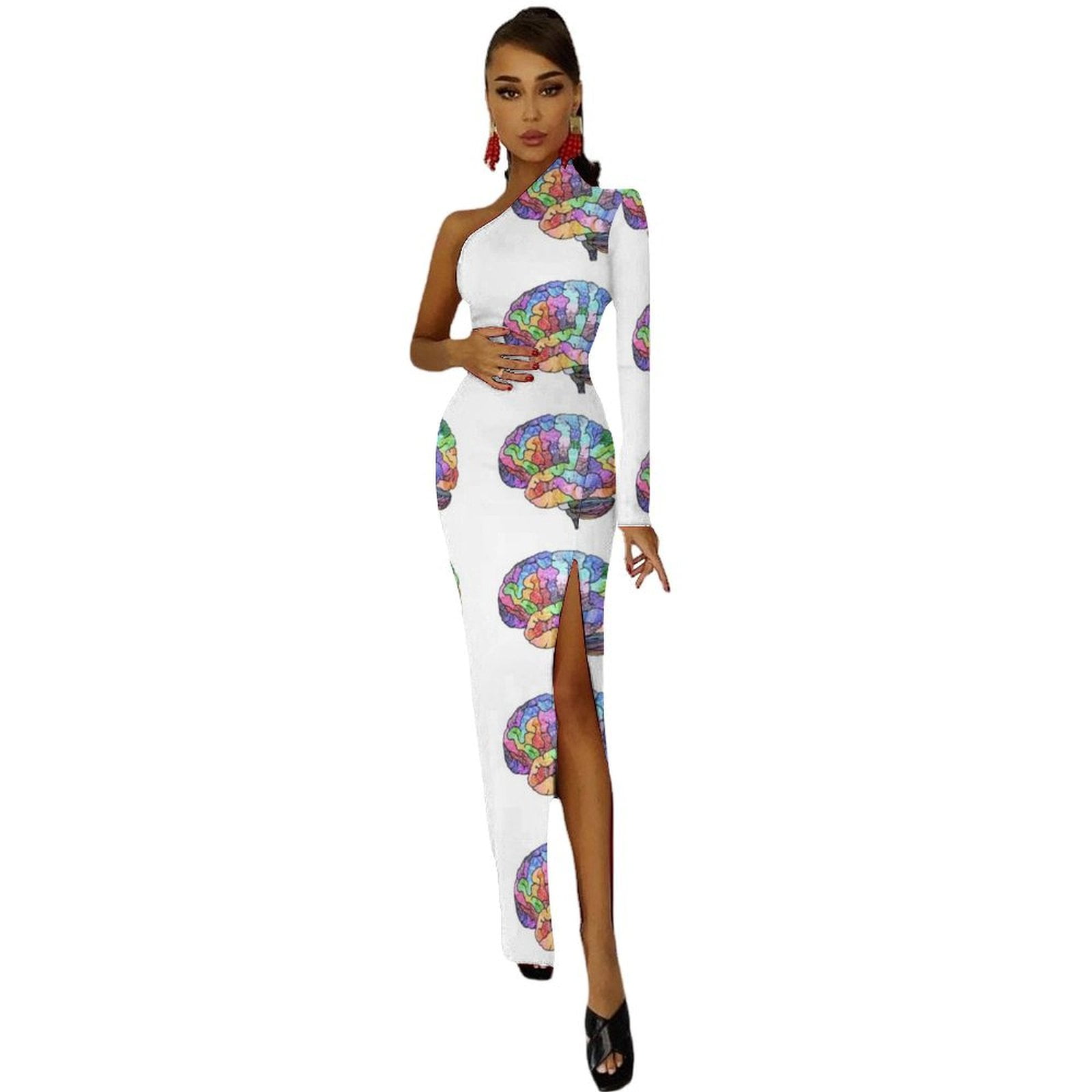 The Brain Half Dleeve Split Dress summer dress cute dress - Walmart.com