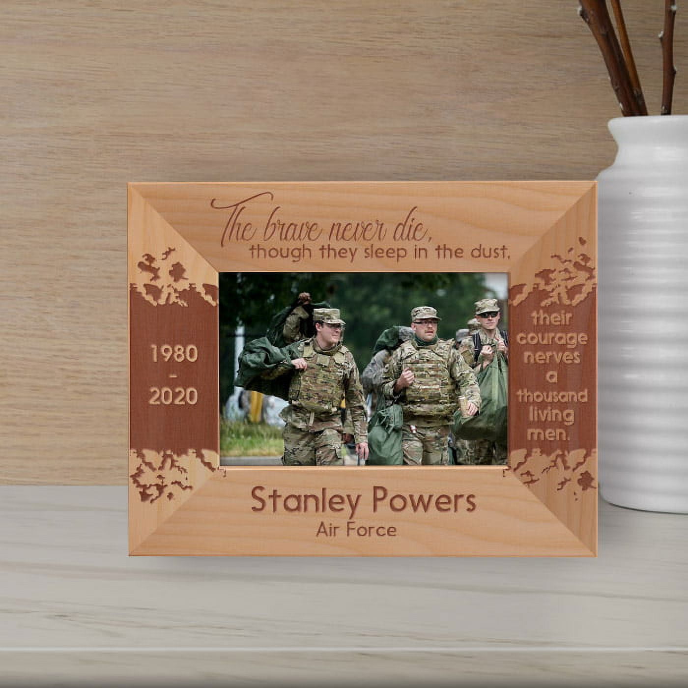 The Brave Never Die Personalized Wooden Frame-5" x 3 1/2" Brown ...