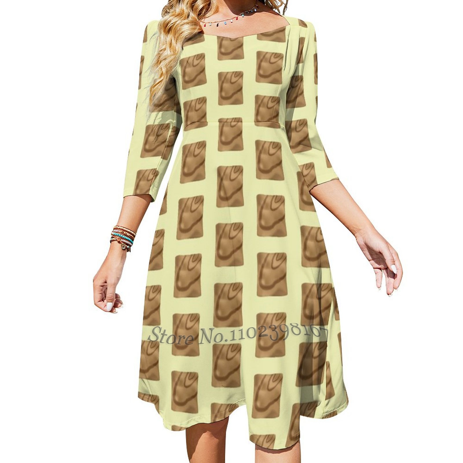 The Breakfast Selection-Cinnamon Swirl Crunch Square Neck Dress New ...