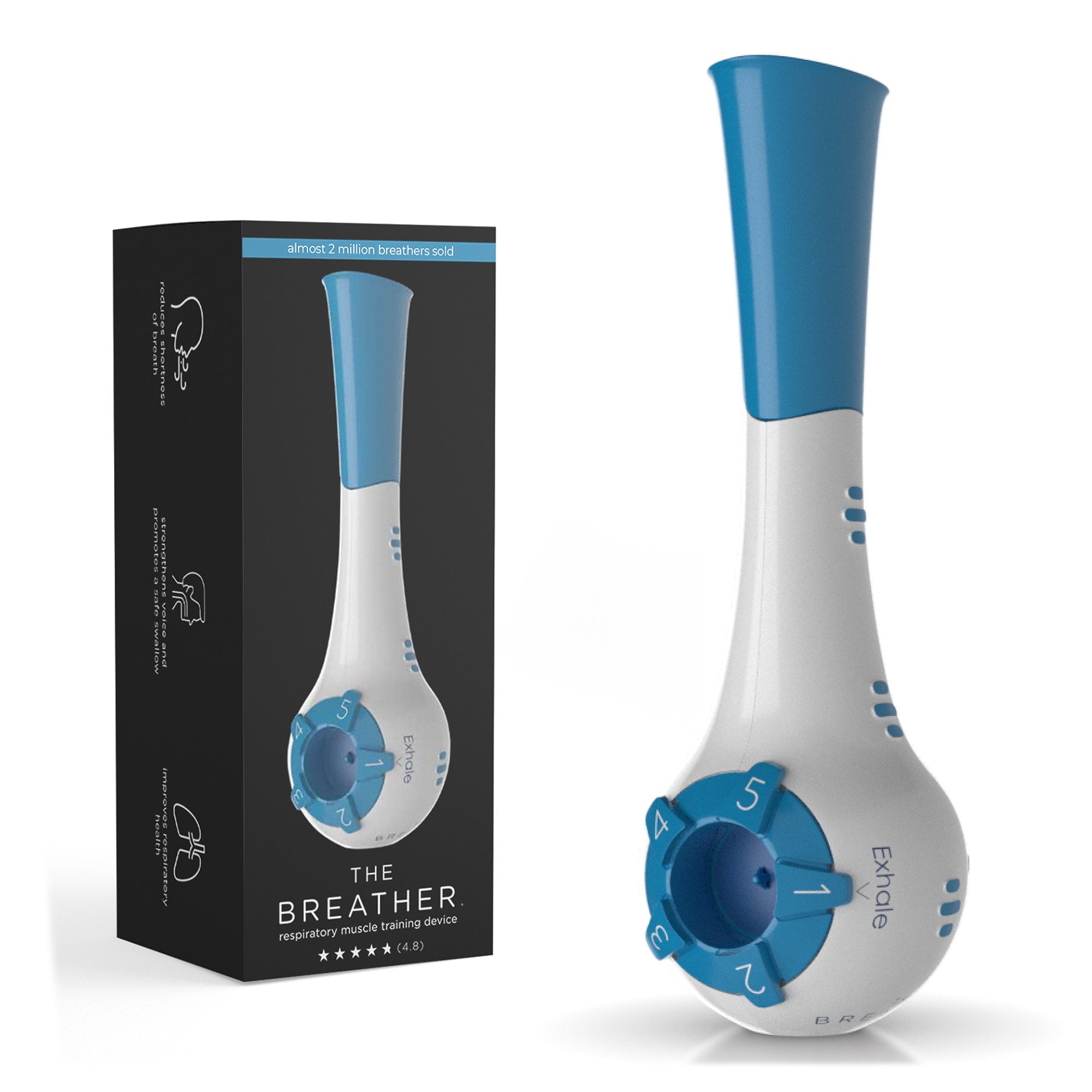 The Breather Respiratory Muscle Trainer B-BLUE - Breathing Exercise ...
