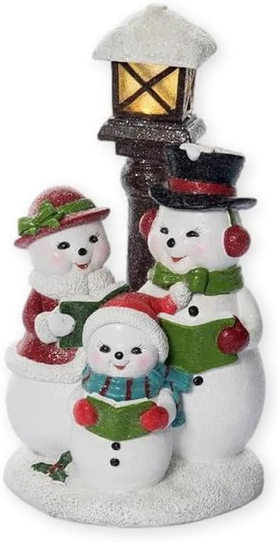 The Bridge Collection 10" Light-Up Snowman Family with Festive Lamp ...
