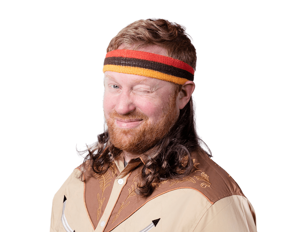 The Bronco Brown Hair Costume Mullet Headband Wig by Mullet on the Go ...