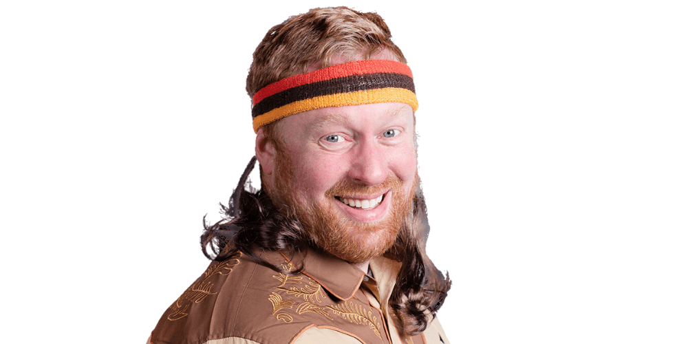 The Bronco Brown Hair Costume Mullet Headband Wig by Mullet on the Go ...