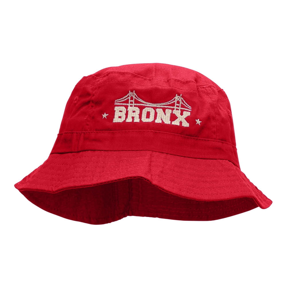The Bronx Embroidered Bucket Hat - Red OSFM - Walmart.com