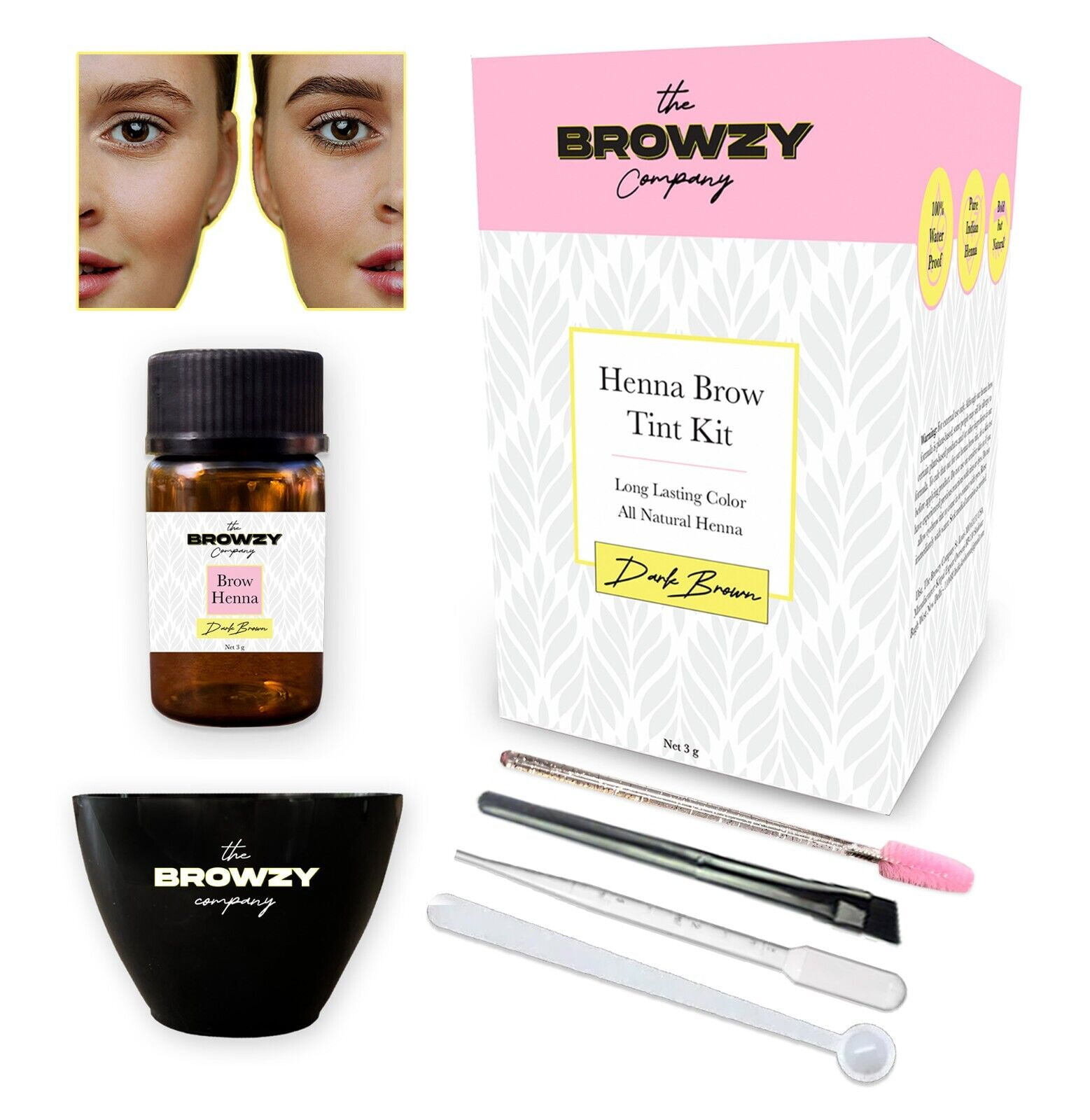 The Browzy Company Henna Eyebrow Tint Kit | 30 Applications | Eyebrow ...