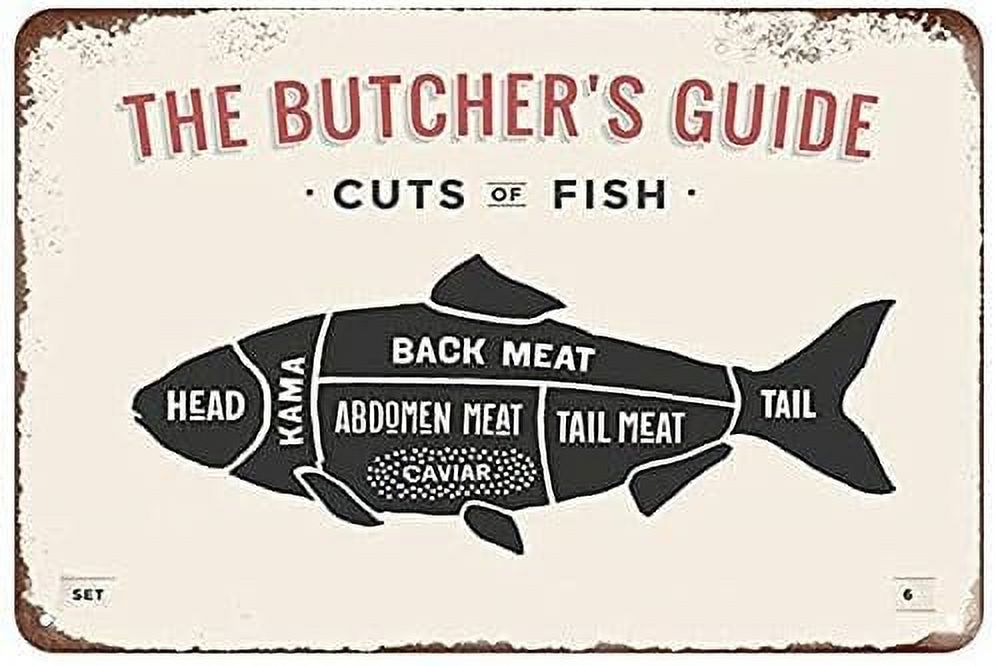 The Butcher's Guide Cuts of Fish Retro Metal Tin Sign Vintage Sign for ...