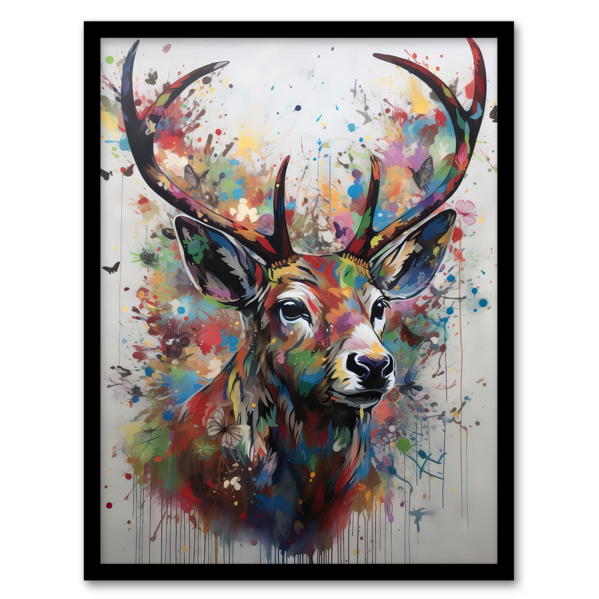 The Butterfly Stag Abstract Soft Pastel Colours Deer Ink Splat Art ...
