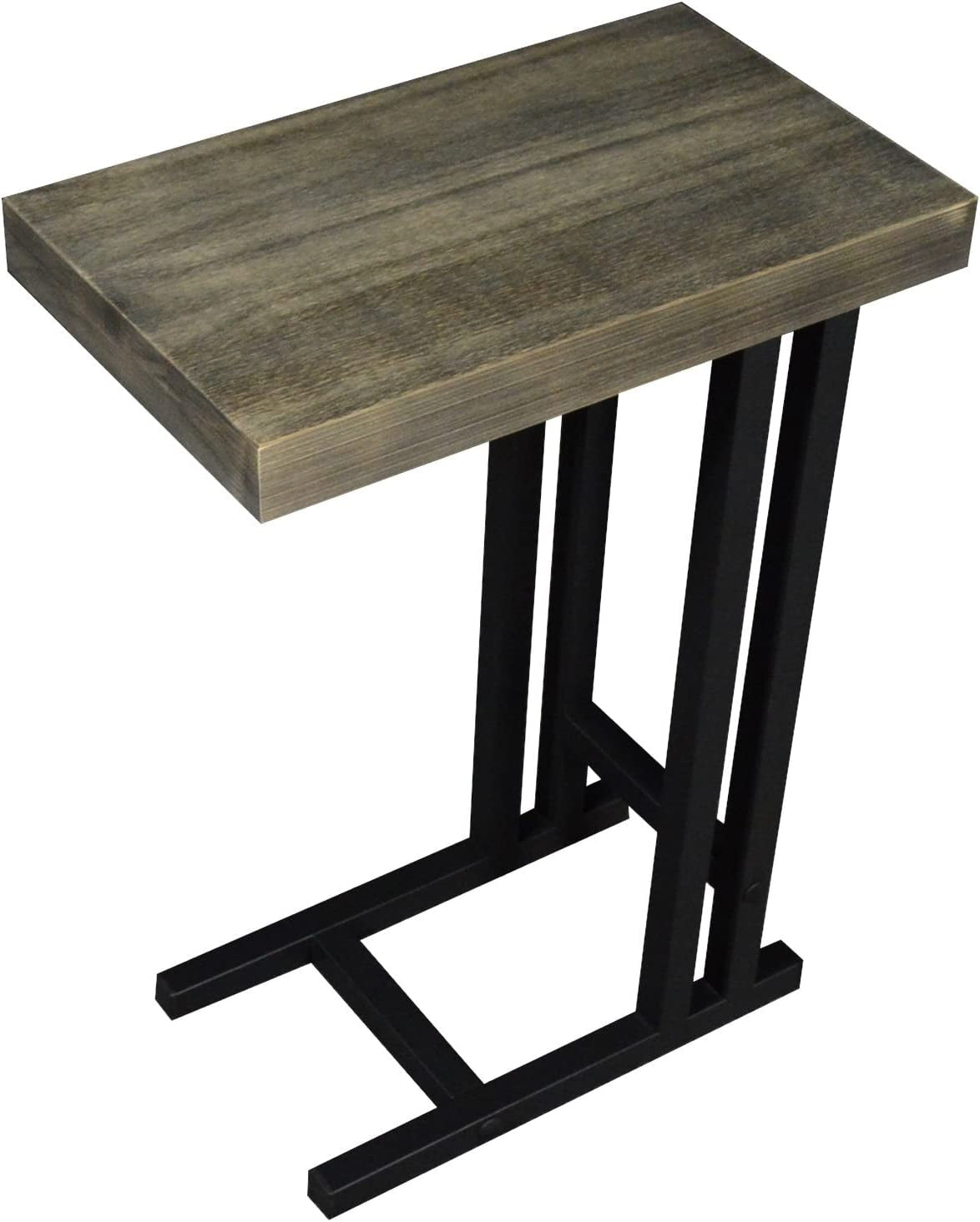 The C Table/End Table/Laptop Stand, Solid Wood Top w/Black Welded Steel ...