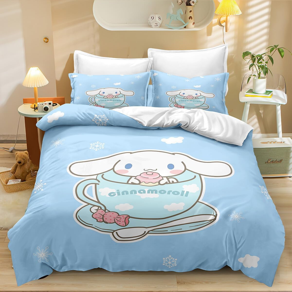 The CIN-namoroll Anime Bedding Set,3 Piece 3D Cartoon Cute Printed Soft ...