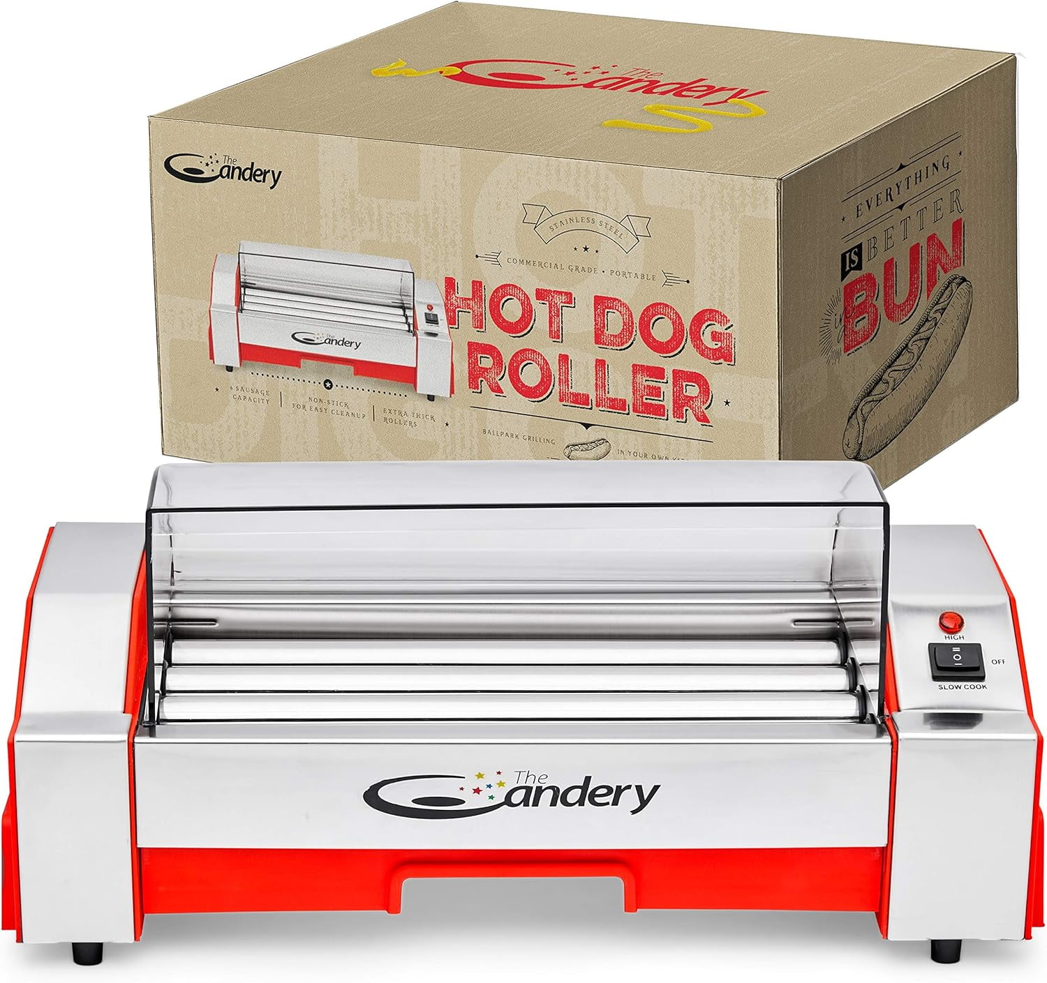 The Candery Upgraded Hot Dog Roller - Sausage Grill Cooker Machine - 6 ...