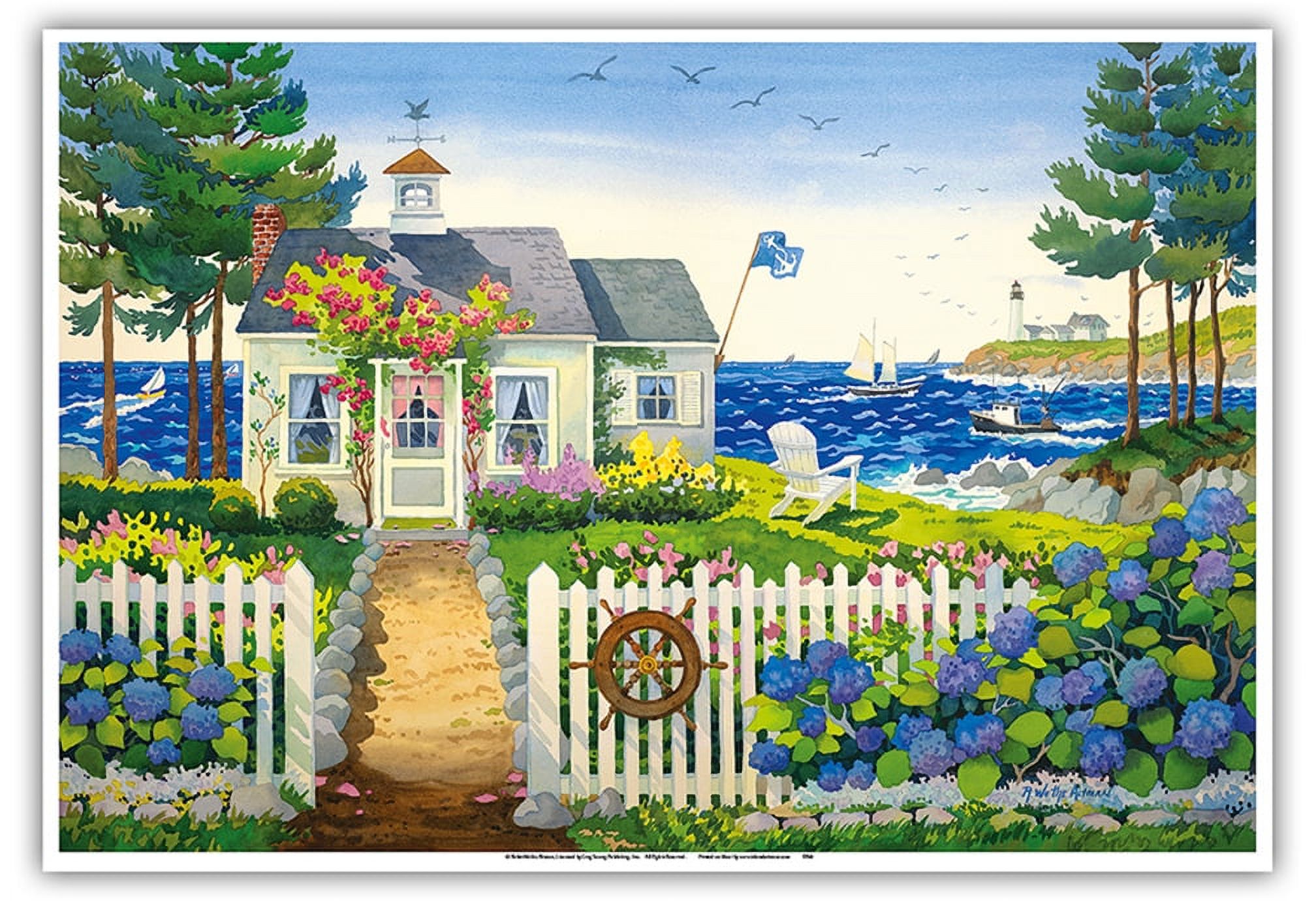The Captain’s Seaside Cottage - From an Original Watercolor Painting by ...