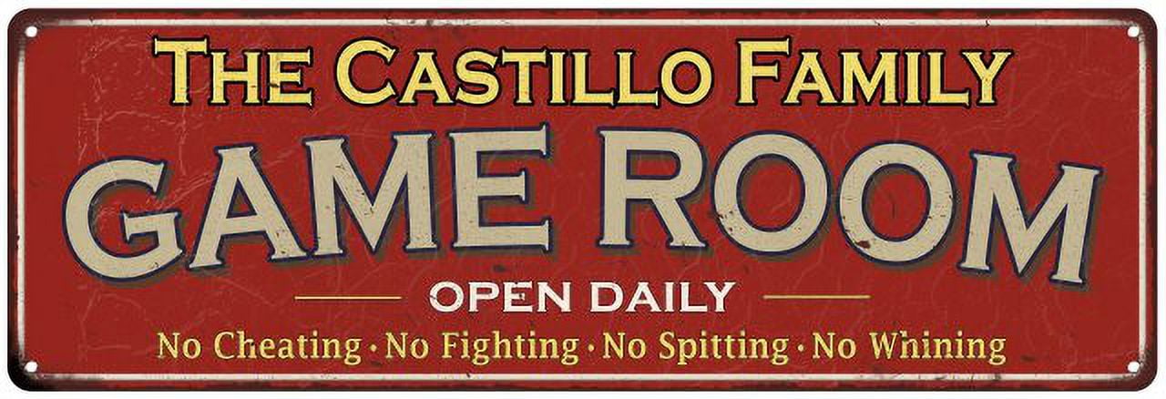 The Castillo Family Red Game Room Metal 8x24 Sign 108240038846 ...