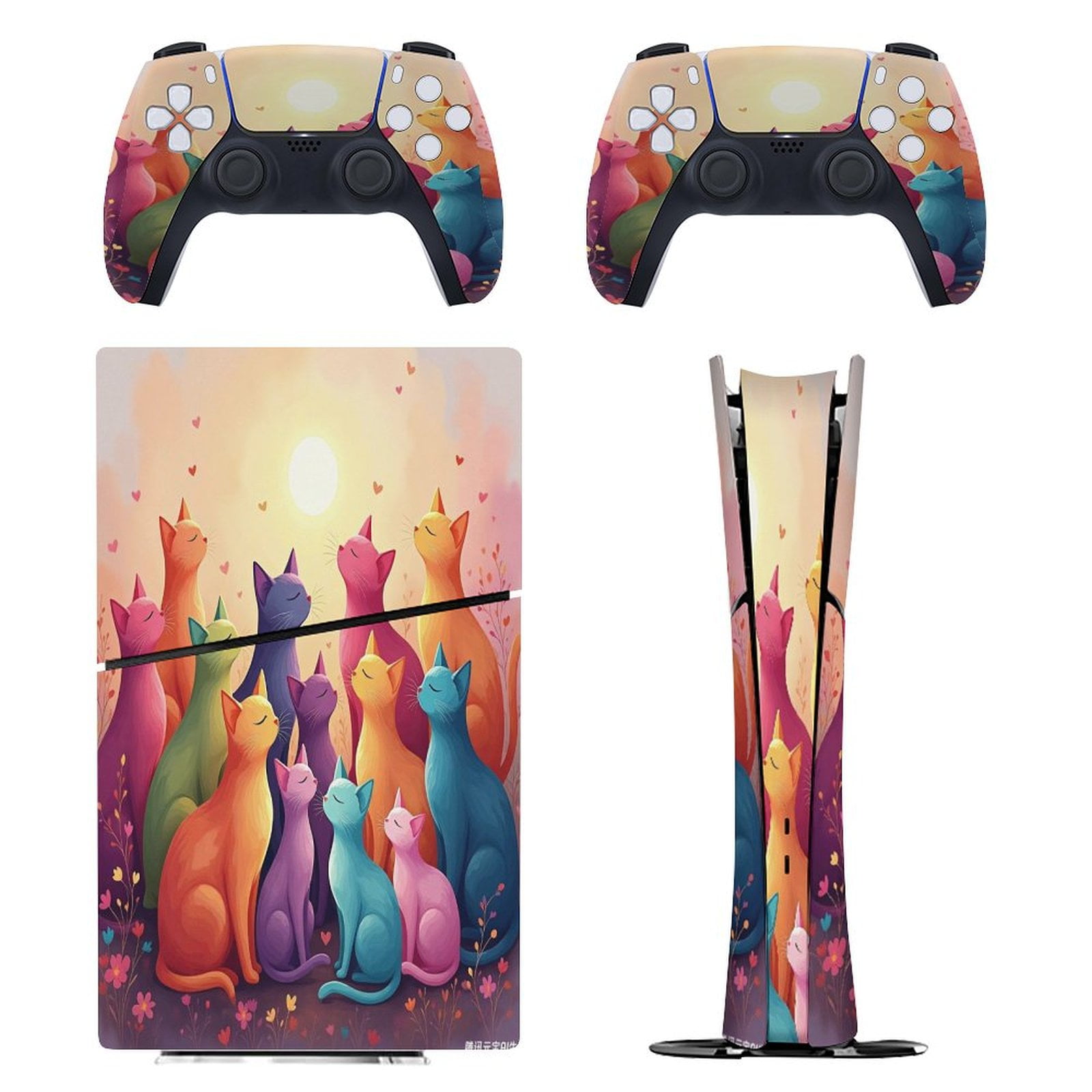 The Cat Family Longs for The Spring Sky PS5/PS5 Slim Digital Disc Skin Sticker For Console And ...