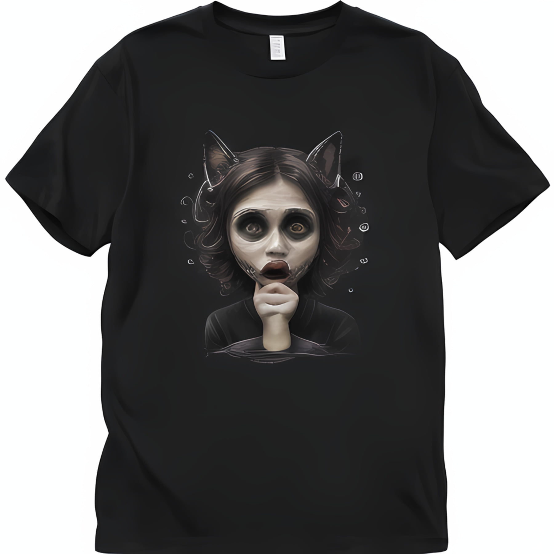 The Cat Girl CharacTeer Illustration Black T-Shirt Vector Graphics ... The Cat Girl CharacTeer Illustration Black T-Shirt Vector Graphics ...