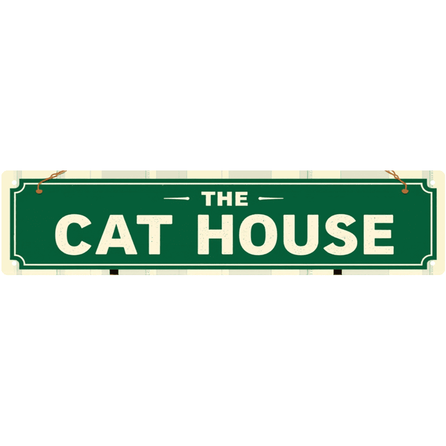 The Cat House Tin Sign - 16x4 Inch - Ideal for Pet Room, Garage, Man ...