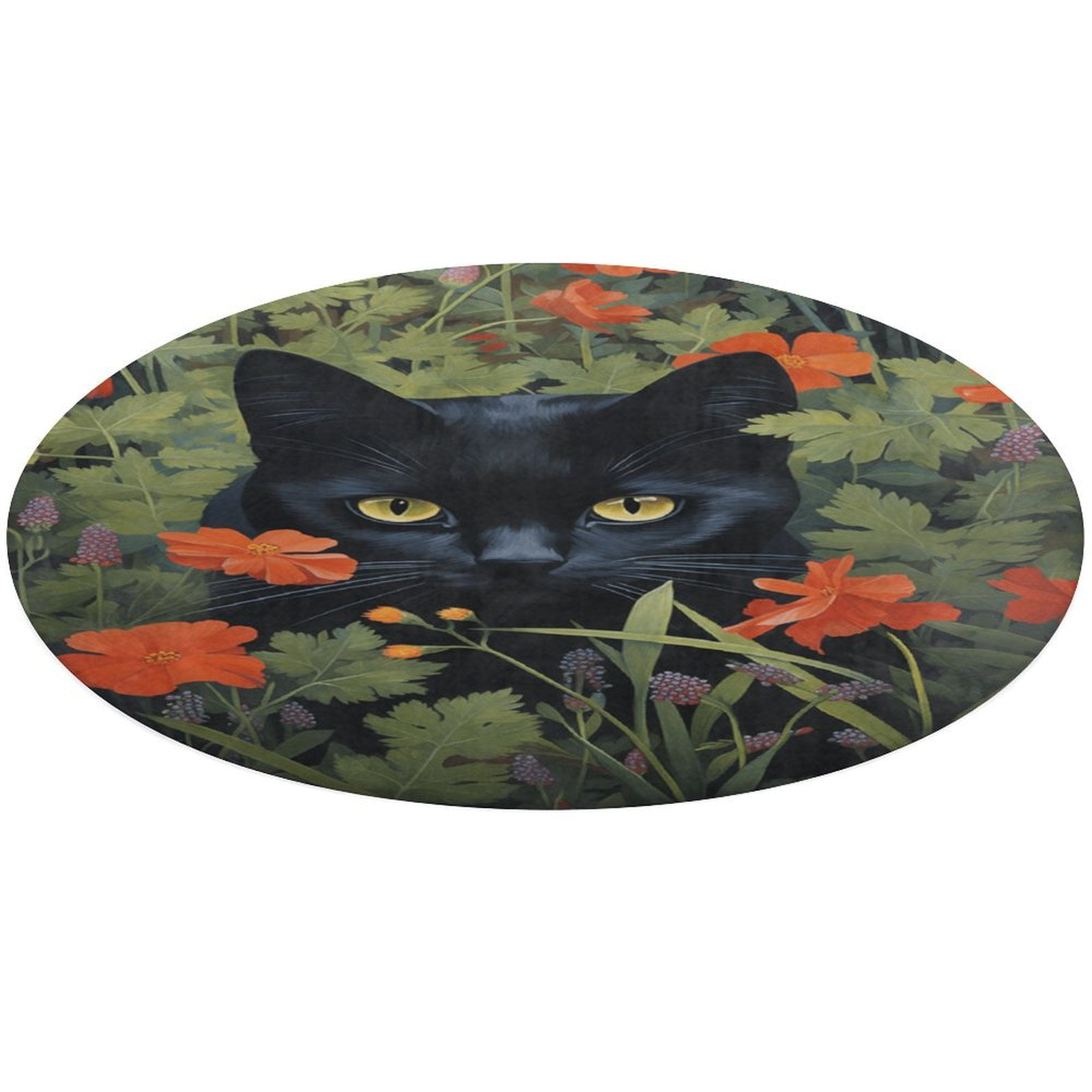 The Cat Is Hiding Round Small Area Rug, Print Non Slip Washable Floor ...