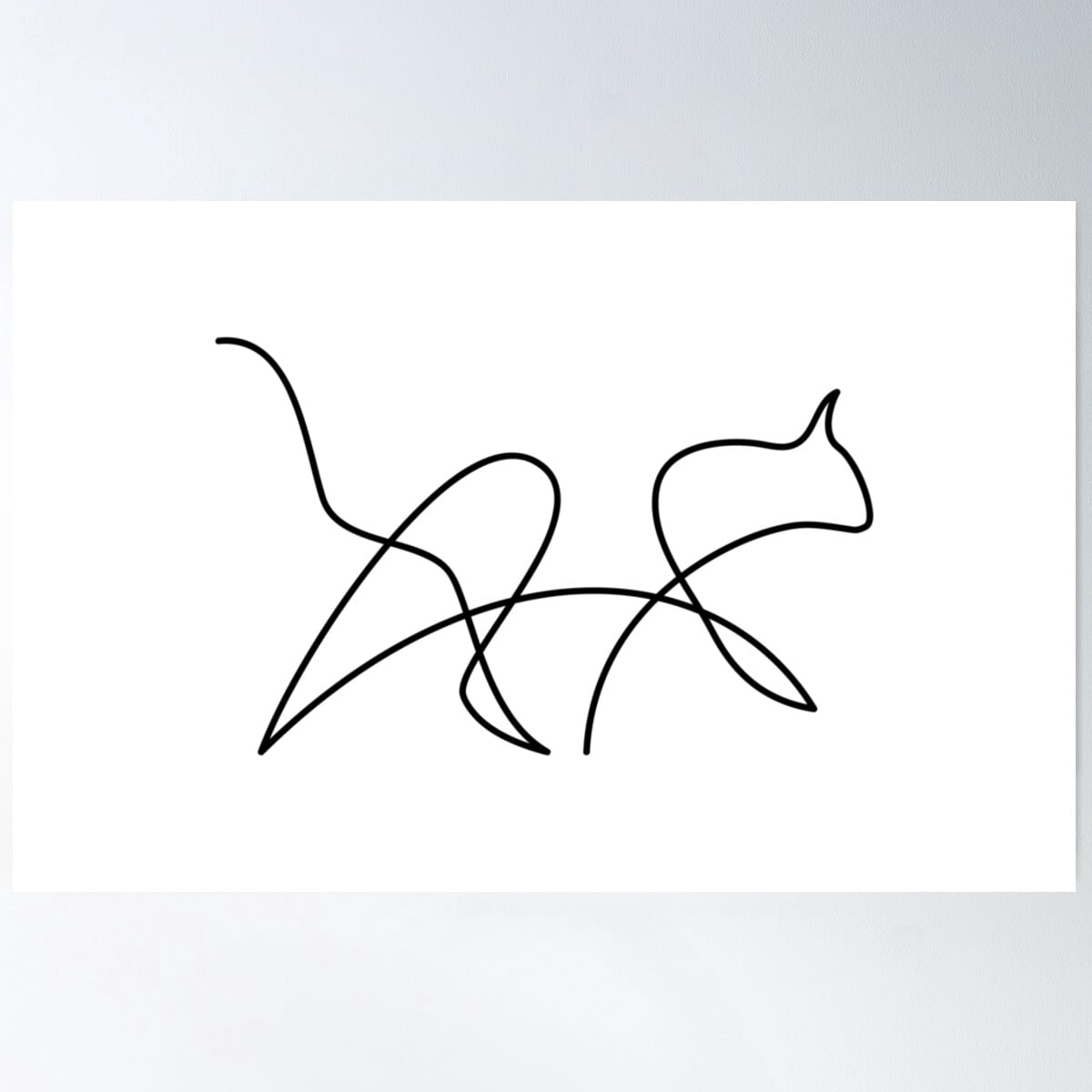 The Cat, One Line Drawing Poster Wall Art, Modern Wall Decor For Living ...
