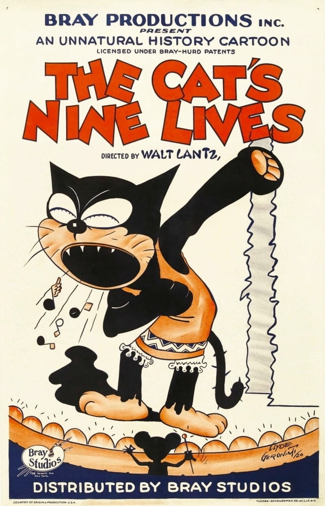 The Cat'S Nine Lives Cartoon Animation Poster Art 1926. Movie Poster ...