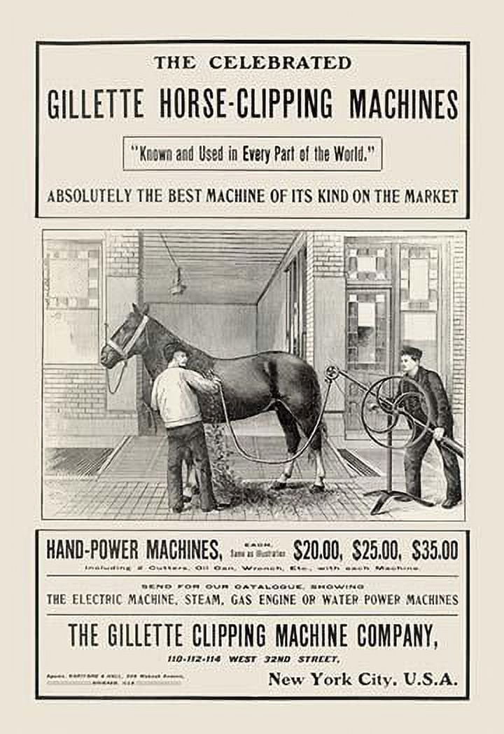 The Celebrated Gillette Horse-Clipping Machines Museum quality giclee ...