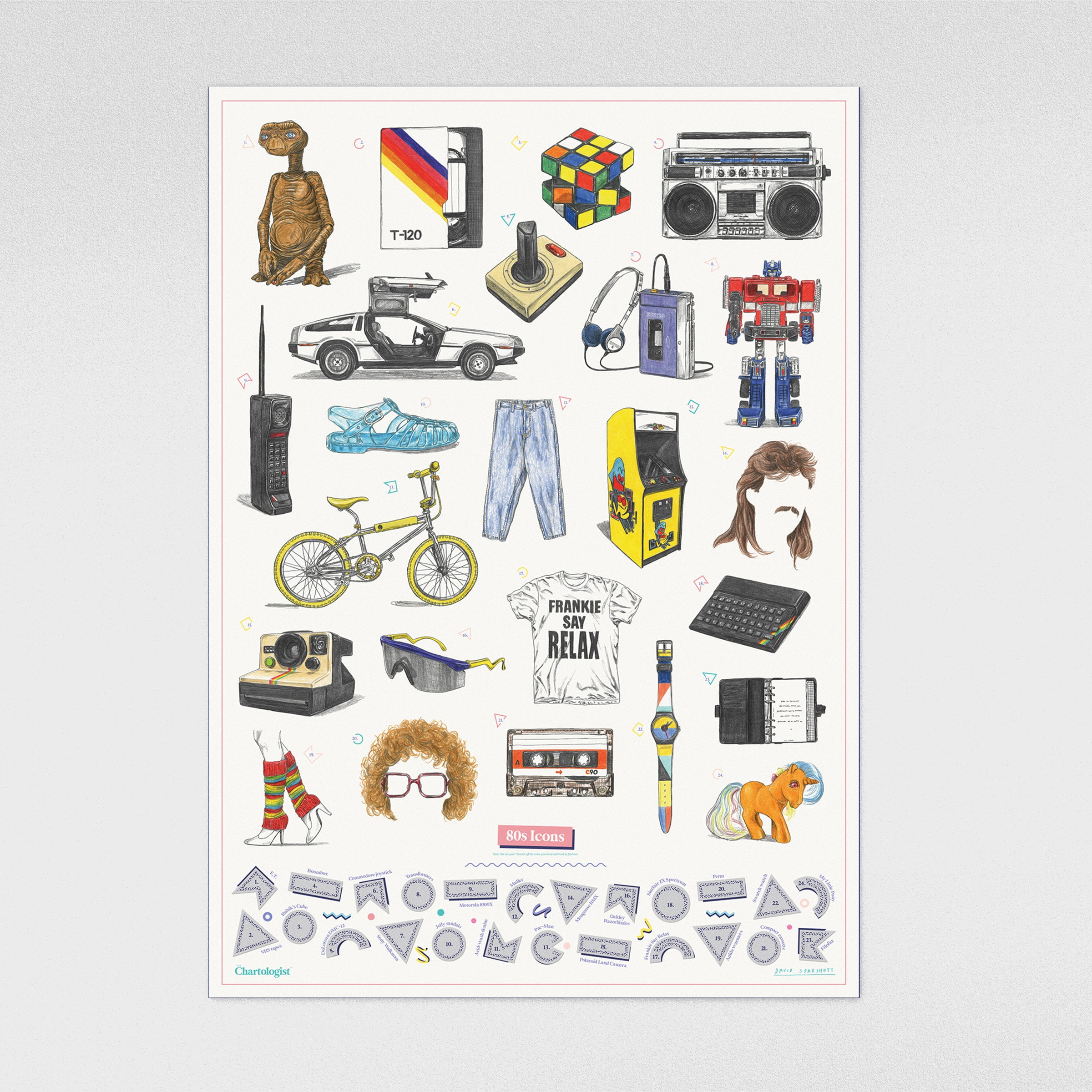 The Chartologist | 80s Scratch Off Poster | Wall Art That Reveals Icons ...