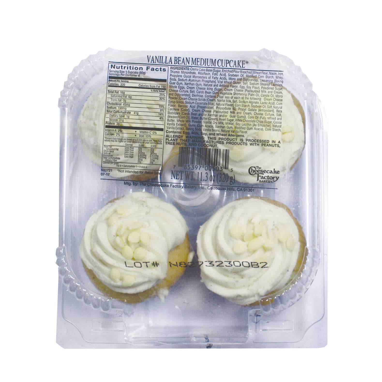 The Cheesecake Factory Vanilla Bean Cupcake 4 count (Pack of 8 ...