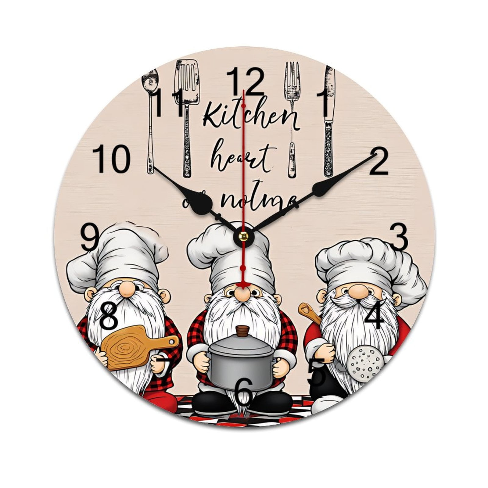 The Chef Is in The Kitchen Printed Silent Wall Clock Round Kitchen ...