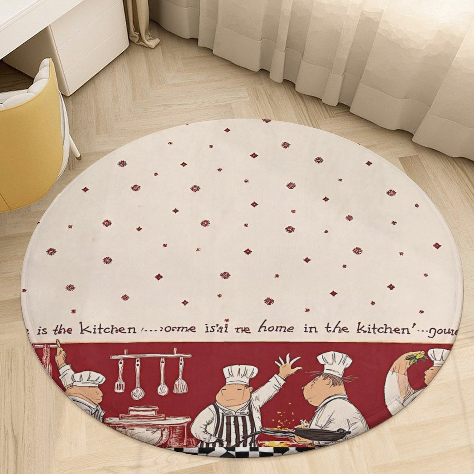 The Chef Is in The Kitchen Round Area Rugs for Bedroom Living Room, 6FT ...