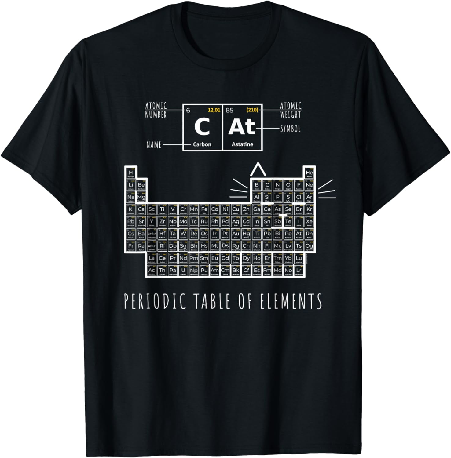 The Chemistry Cat, Periodic Table Of Elements T-Shirt - Walmart.com