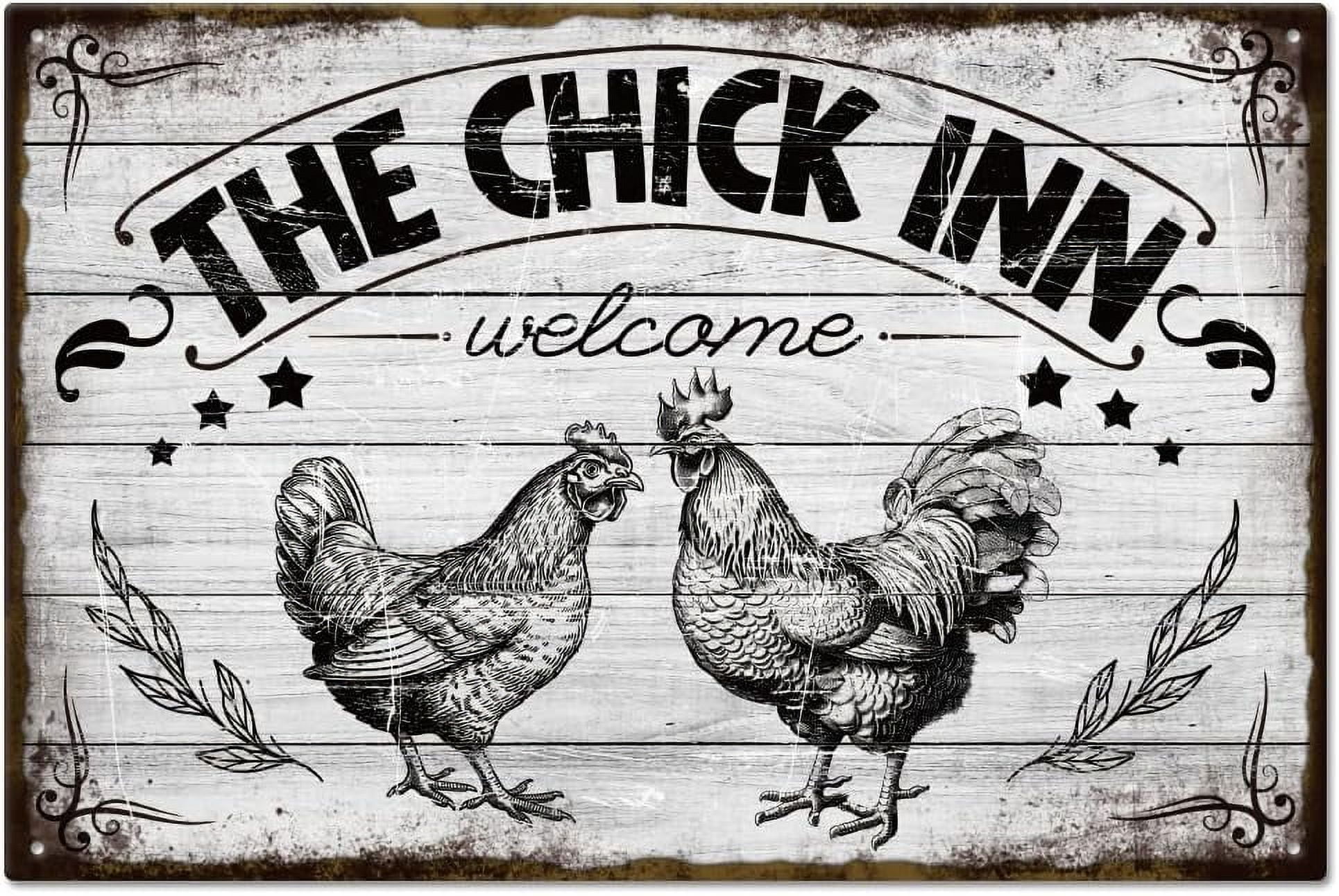 "The Chick Inn Welcome" Vintage Farm Chick Inn Metal Tin Sign Chicken ...