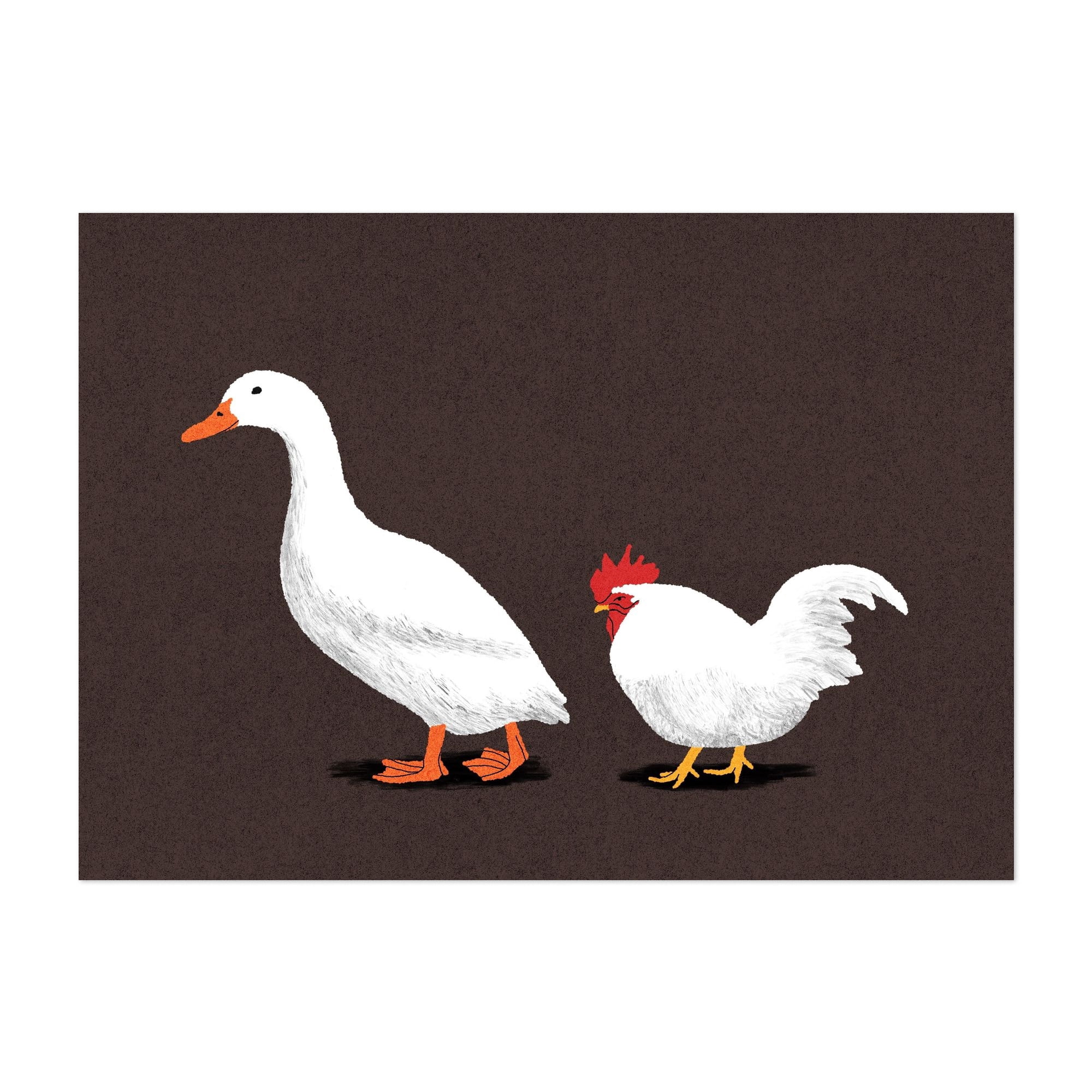 The Chicken & The Duck - Illustration Animal Farmhouse Rural Pastoral ...