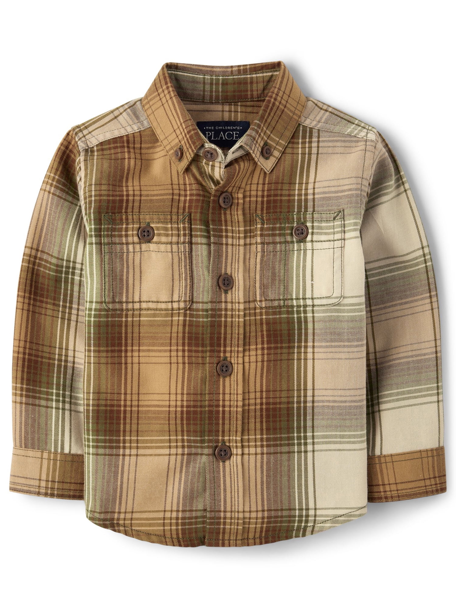 The Children's Place Baby & Toddler Boys Long Sleeve Green Flannel ...