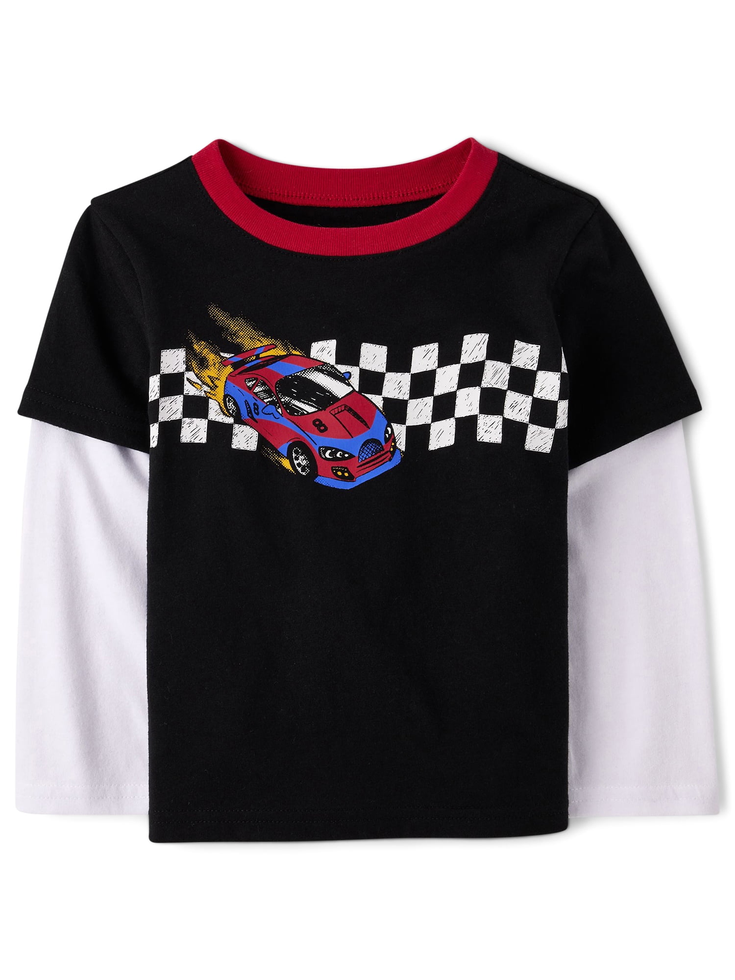 The Children's Place Baby Toddler Boys Long Sleeve Racecar 2fer Top ...