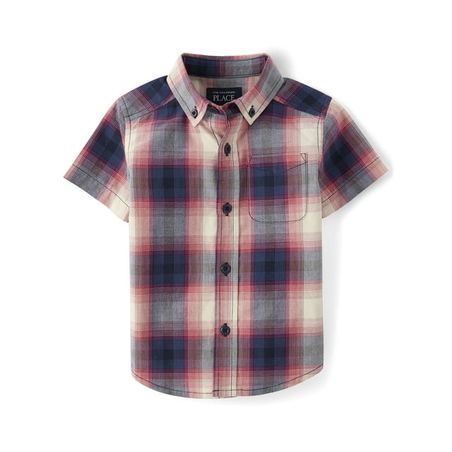 The Children's Place Baby Toddler Boys Plaid Button Up Shirt, Sizes 6M ...
