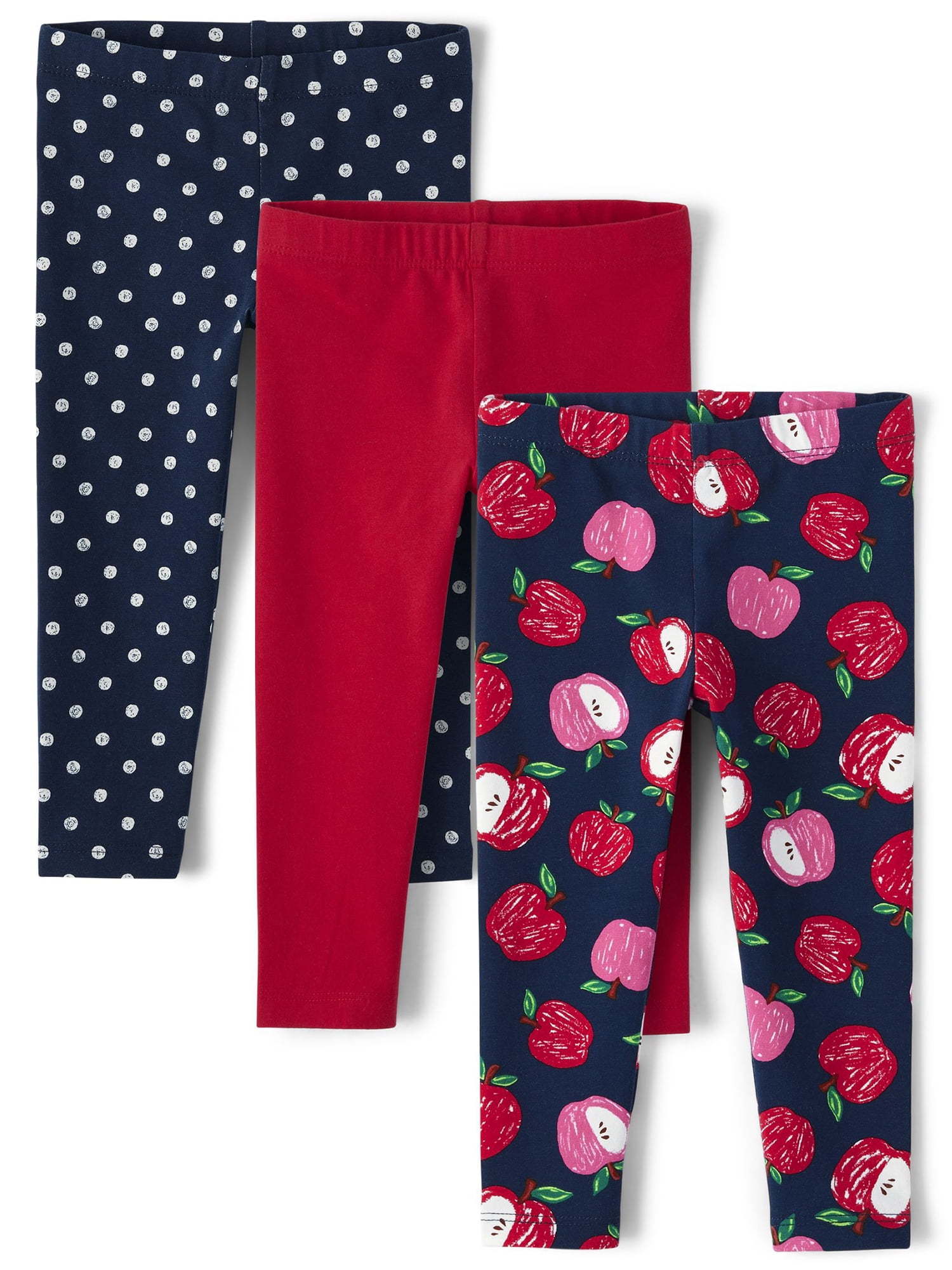 The Children's Place Baby Toddler Girls Apple Print Legging, 3-Pack ...