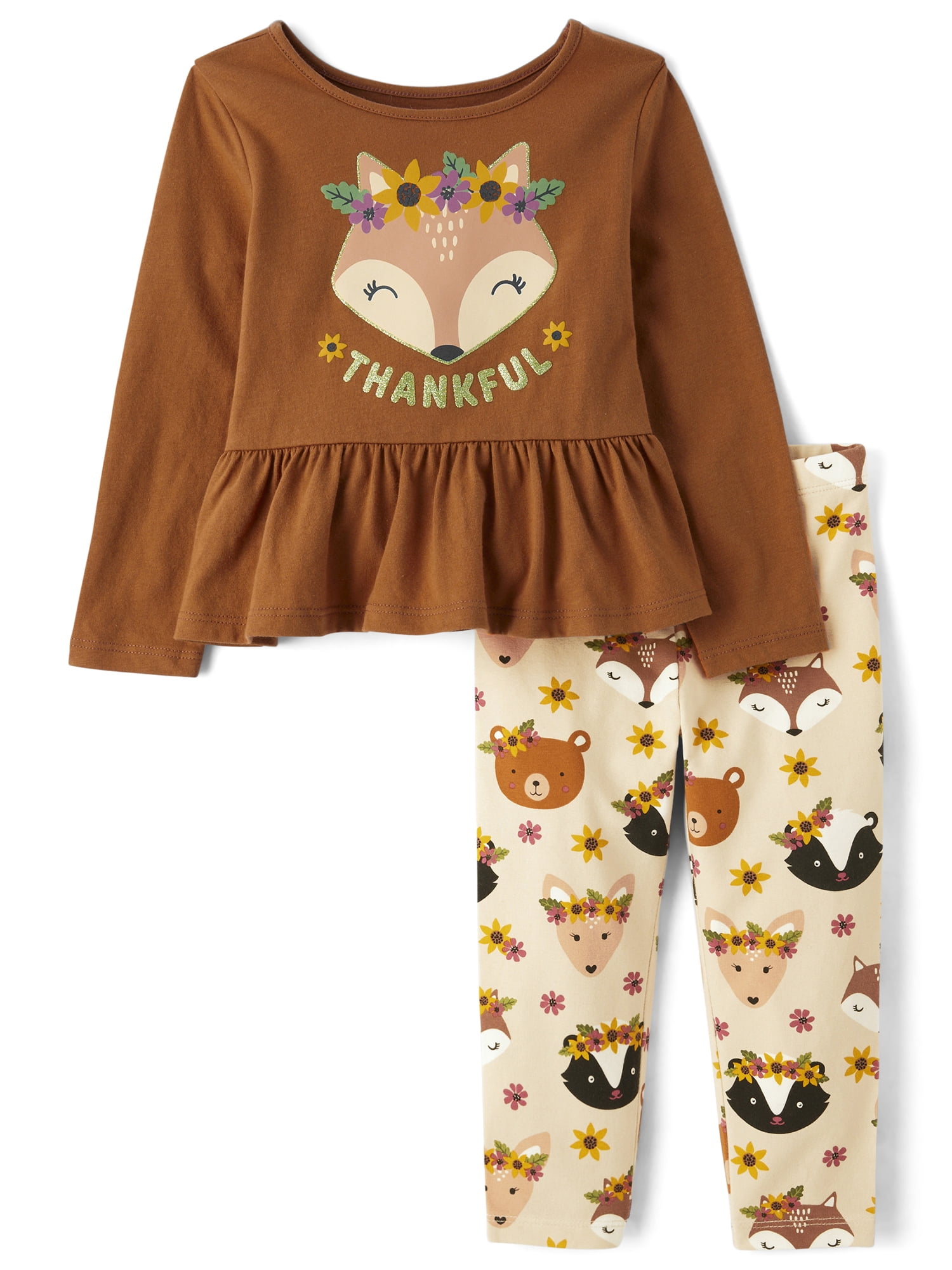 The Children's Place Baby Toddler Girls Long Sleeve Peplum Top Set ...