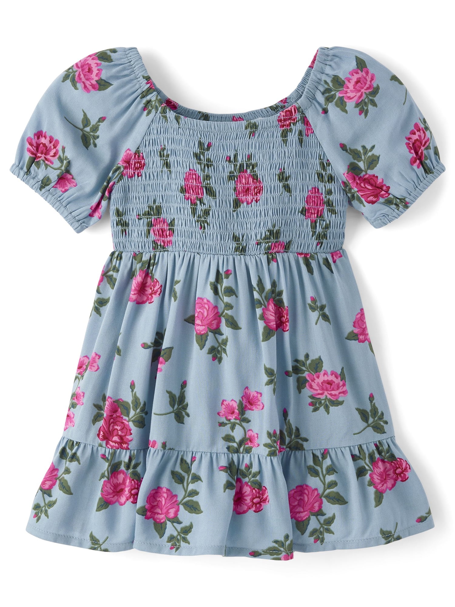 The Children's Place Baby Toddler Girls Short Puff Sleeve Floral Dress ...