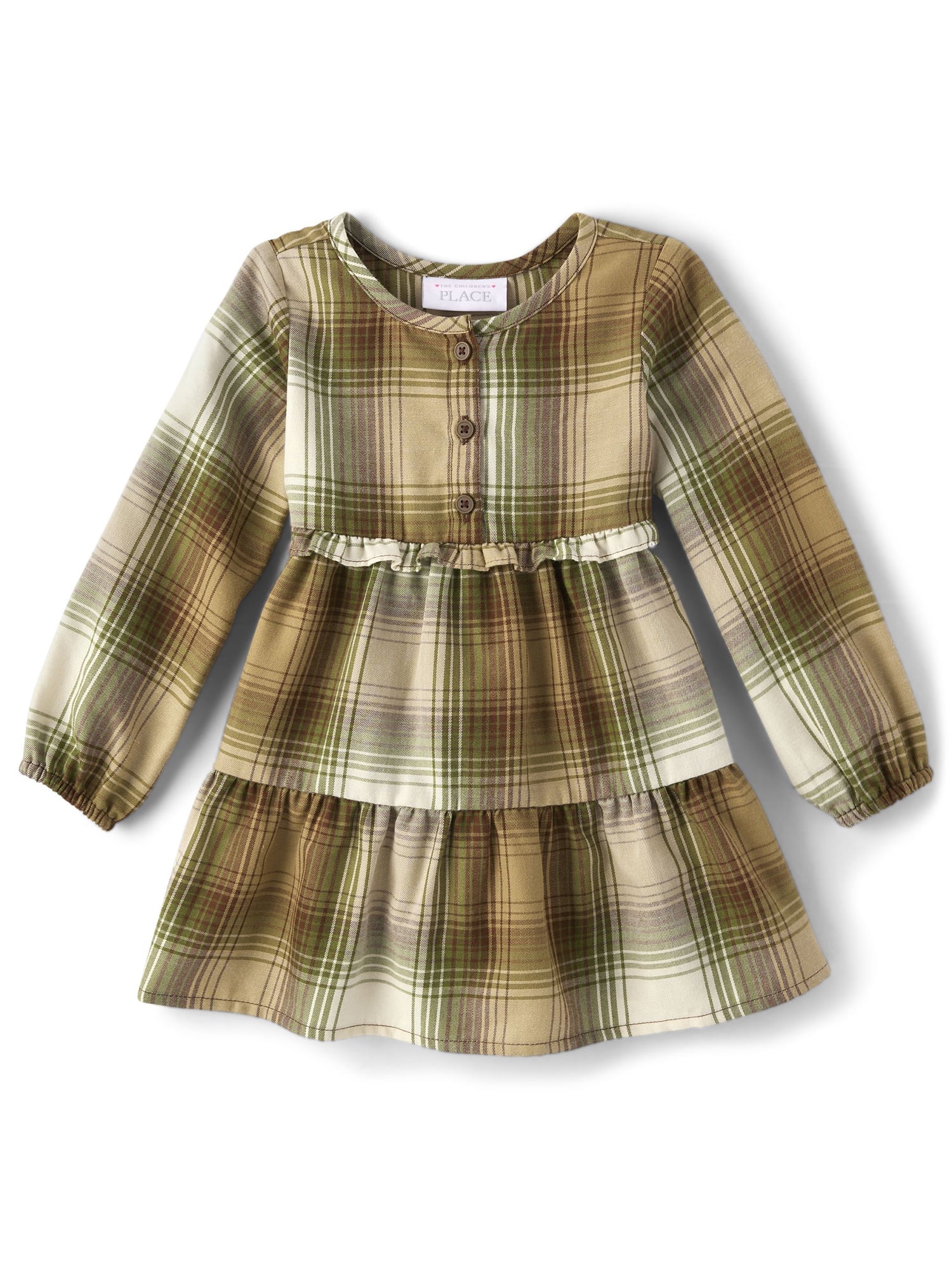 The Children's Place Baby Toddler Girls Plaid Dress, Long Sleeve, Sizes ...