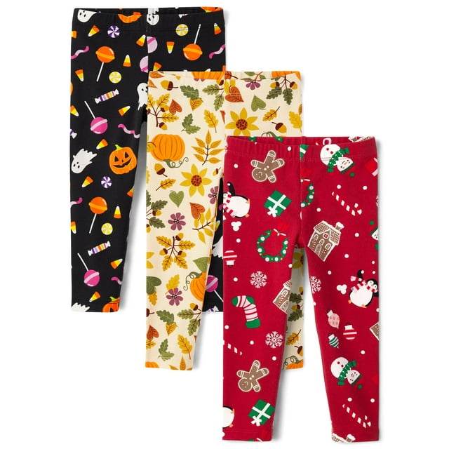 The Children's Place Baby Toddler Girls Mixed Occasions Legging, 3-Pack ...