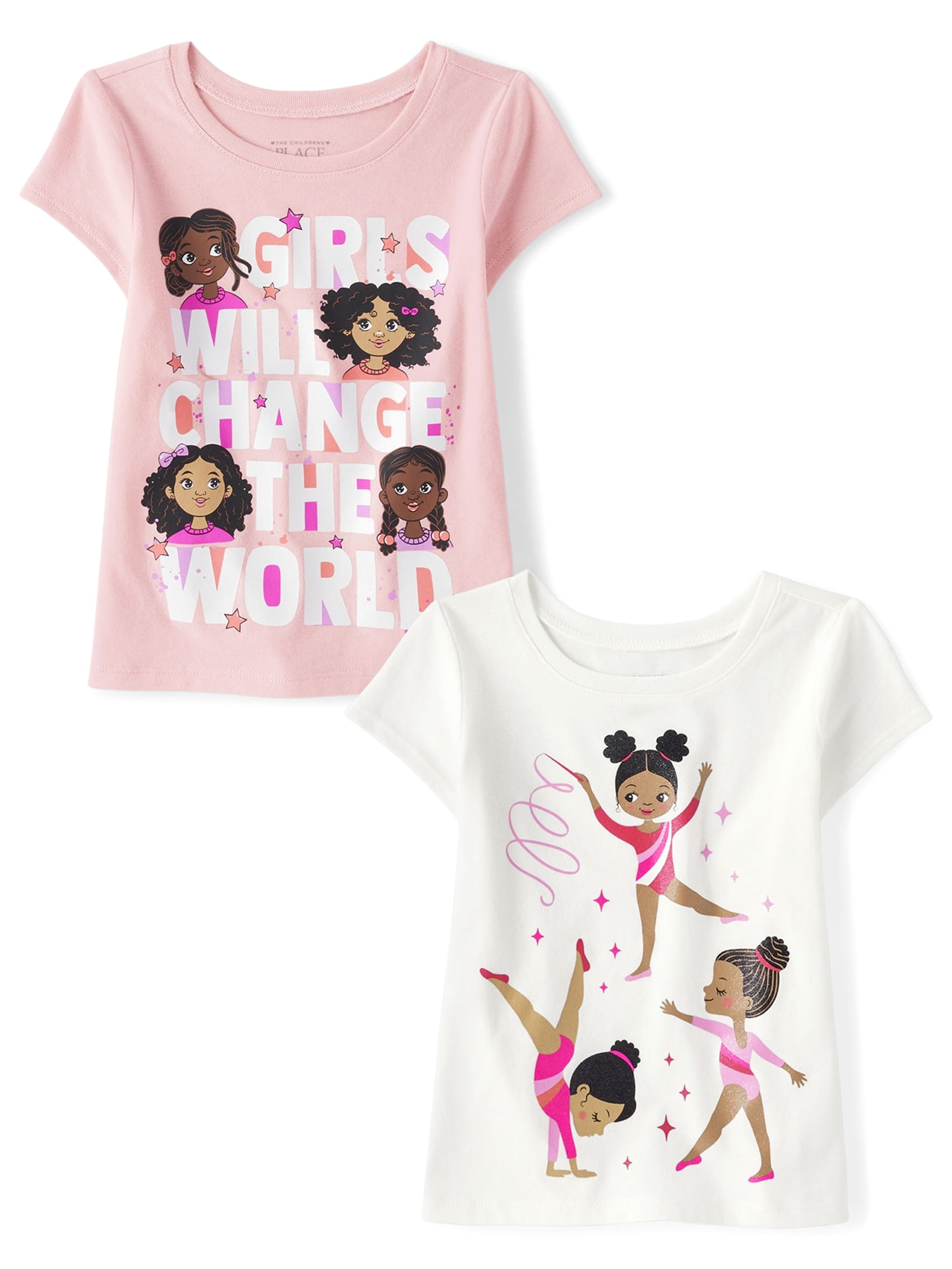 The Children's Place Baby Toddler Girls Short Sleeve Dance Tee, 2-Pack ...