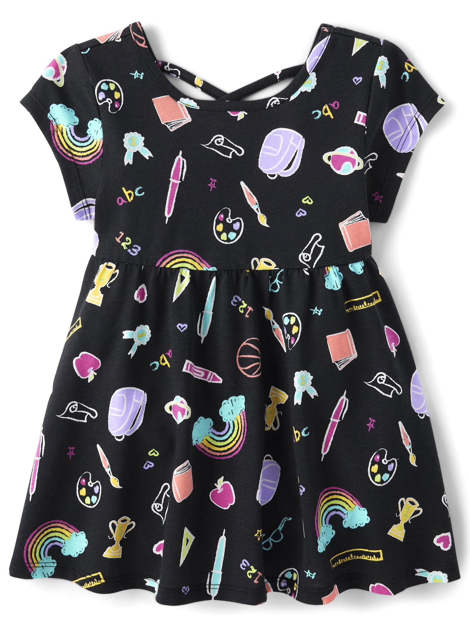 The Childrens Place Baby & Toddler Girls Sleeve X-Back Dress - Walmart.com