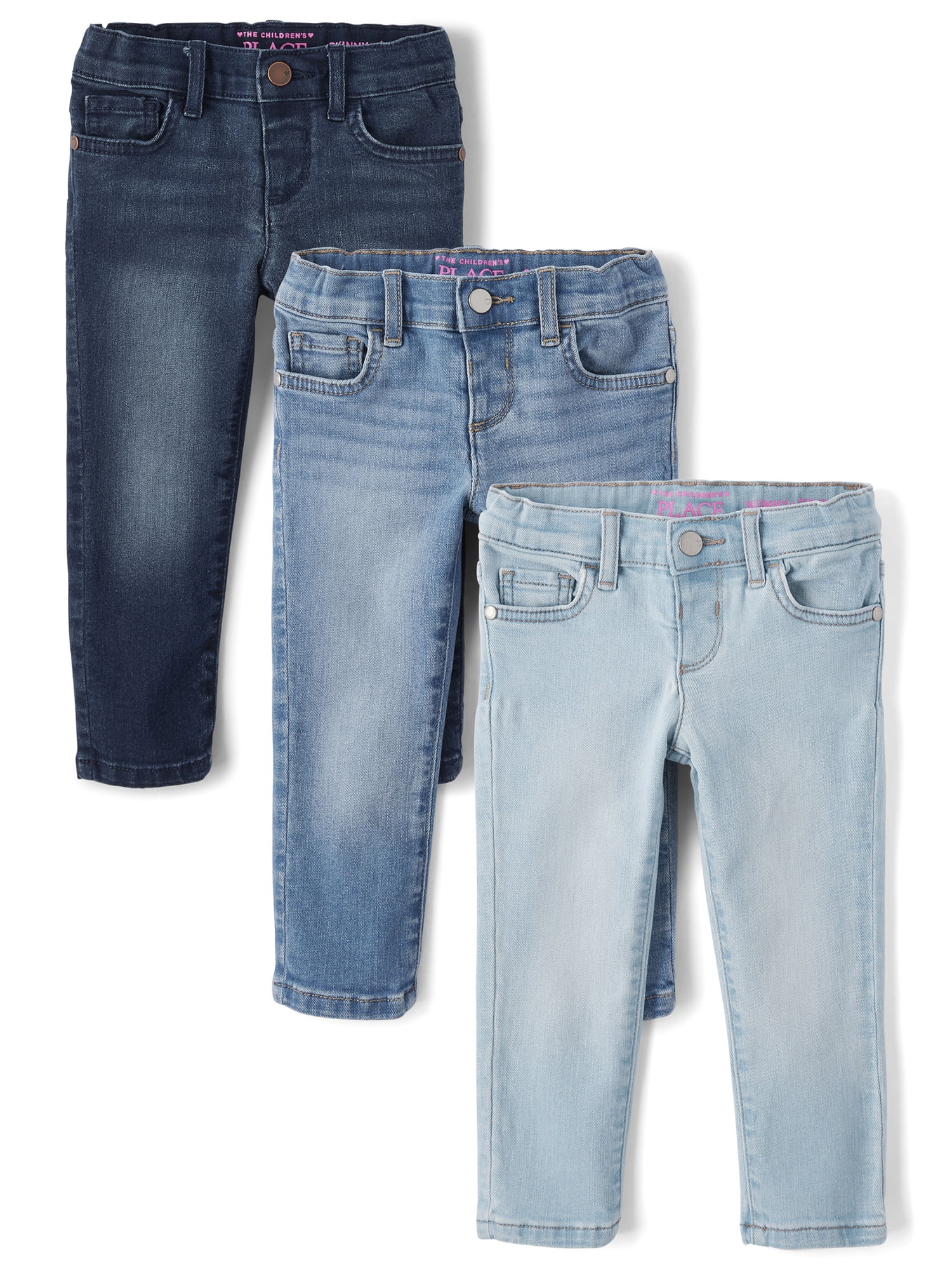 The Children's Place Baby & Toddler Girls Skinny Fit Jean, 3-Pack ...