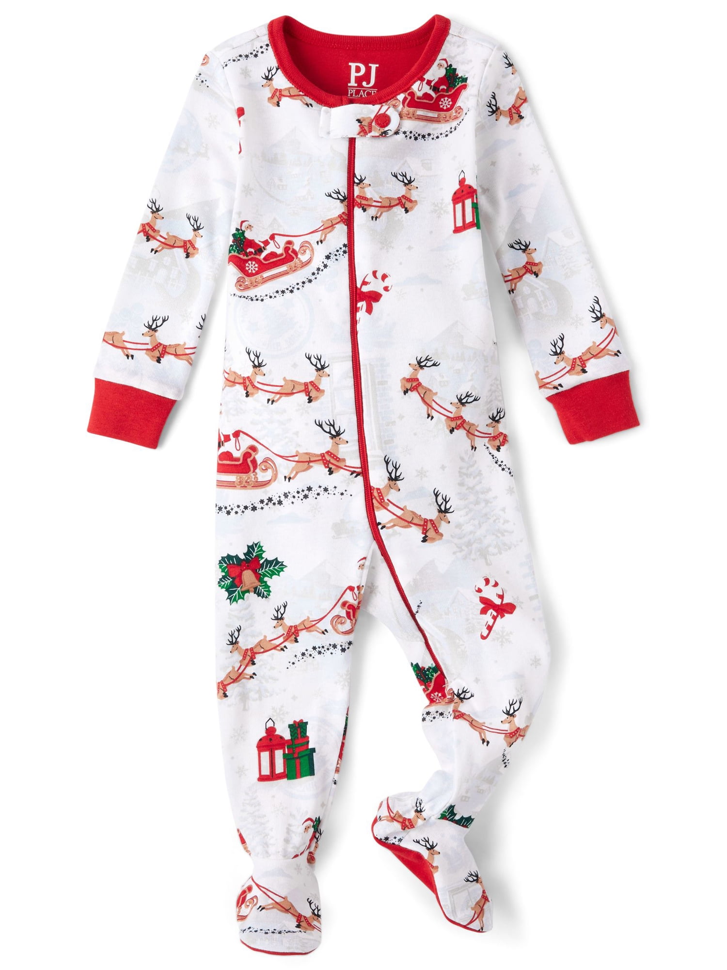 The Children's Place Baby Toddler Long Sleeve Santa Sled Stretchie ...