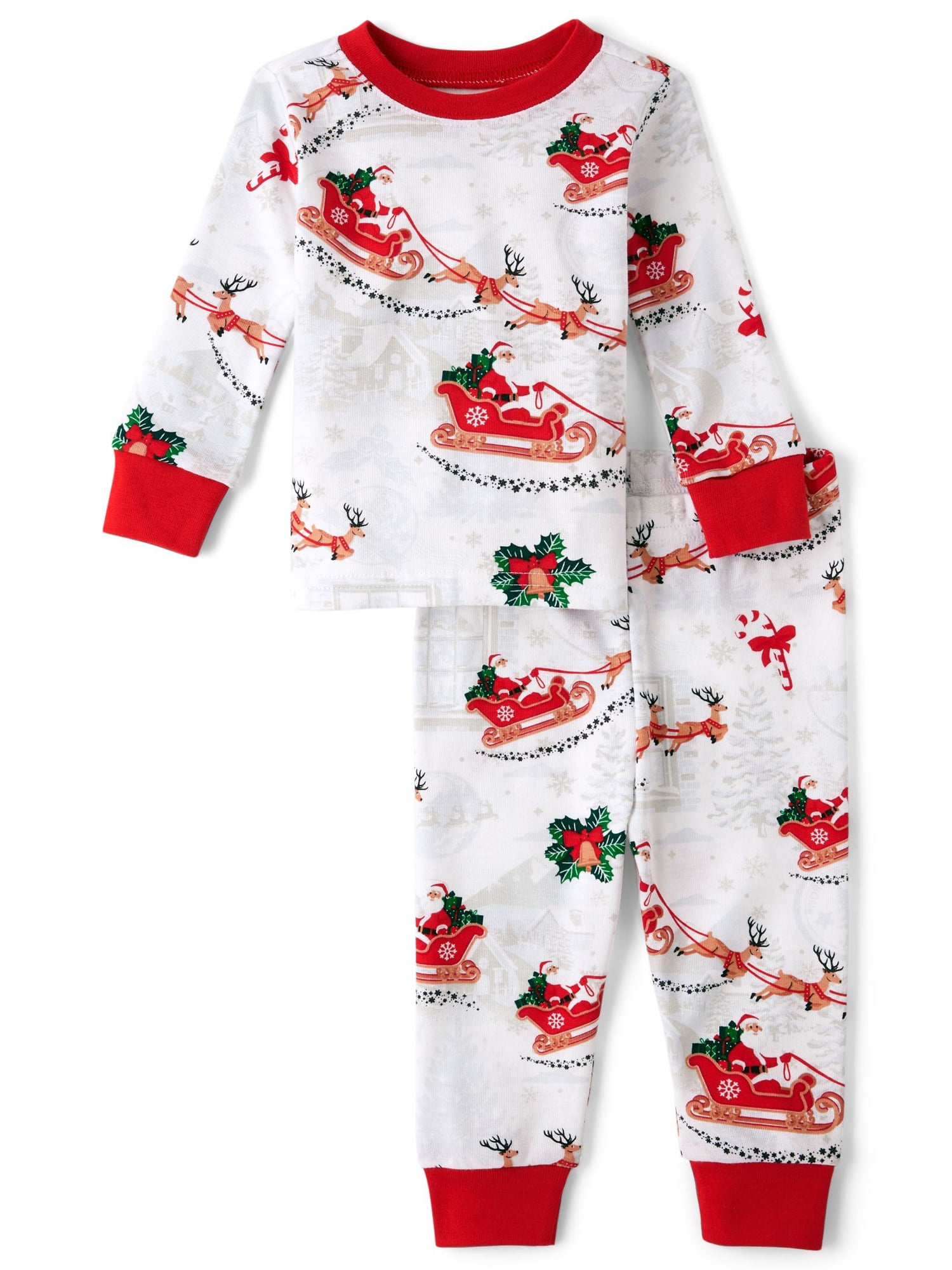 The Children's Place Baby Unisex Matching Family Santa Sleigh Snug Fit ...