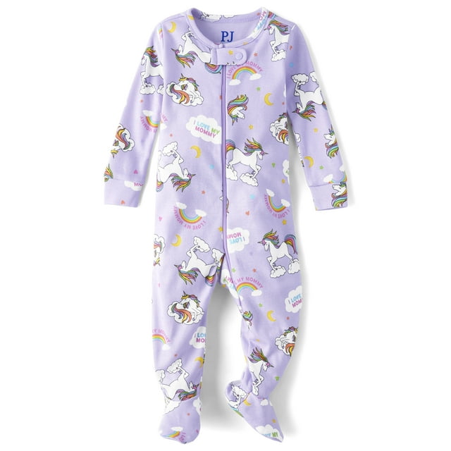 The Children's Place Baby & Toddler Girls Long Sleeve Footed PJs, Sizes ...