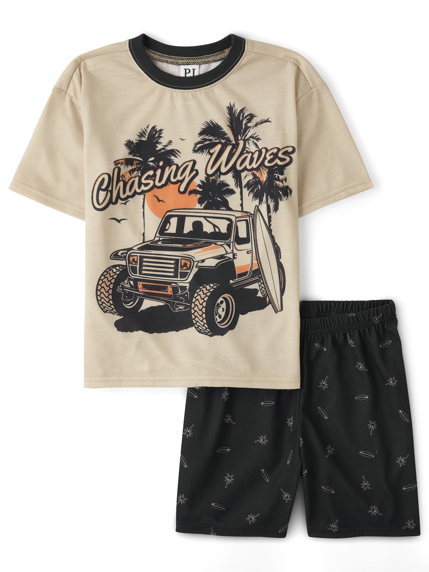 The Children's Place Big Boys Short Sleeve Surfboard Vehicle PJs, 2 ...