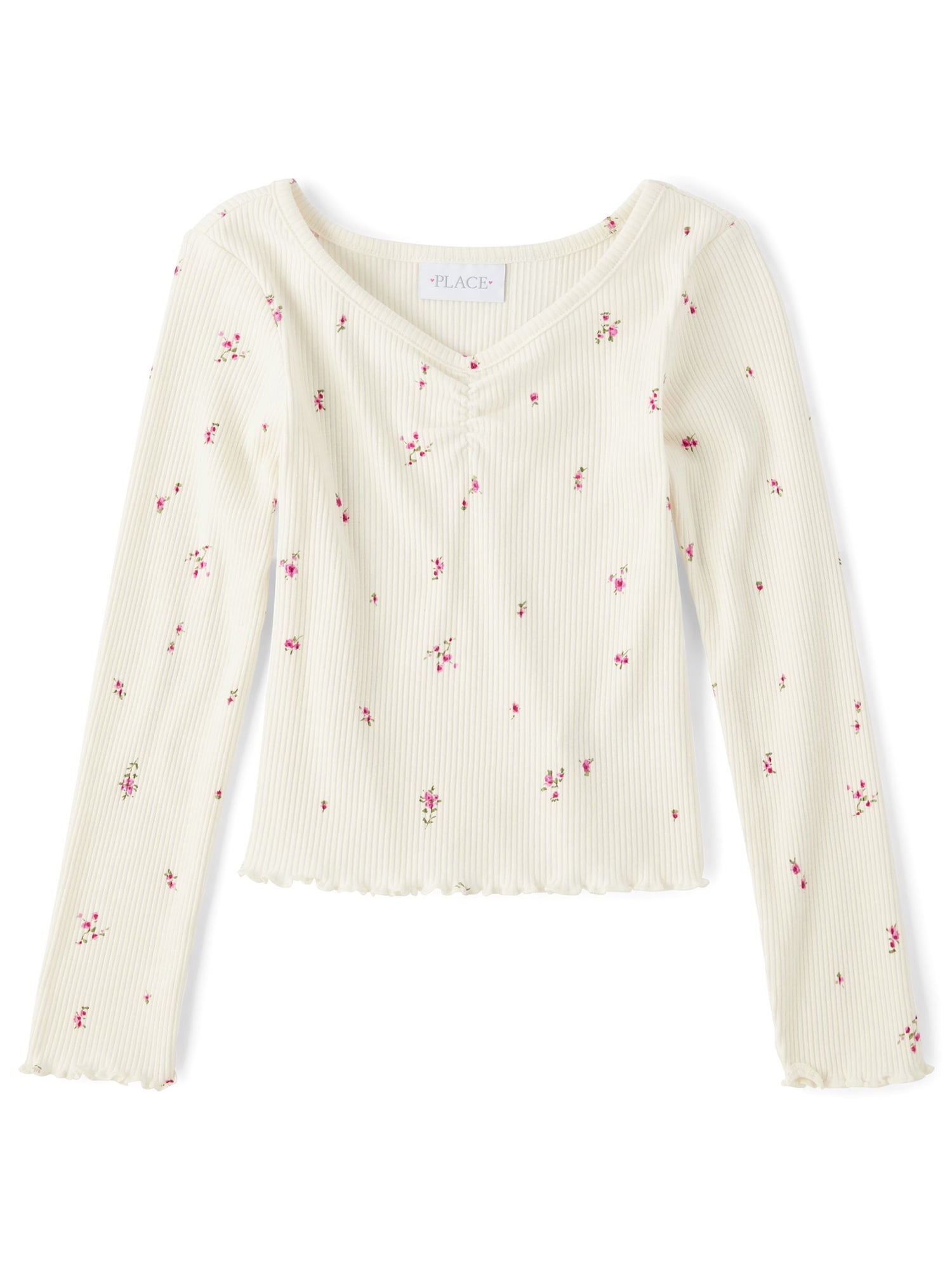 The Children's Place Girls Long Sleeve Printed Rib Top, Sizes XS-XXL ...