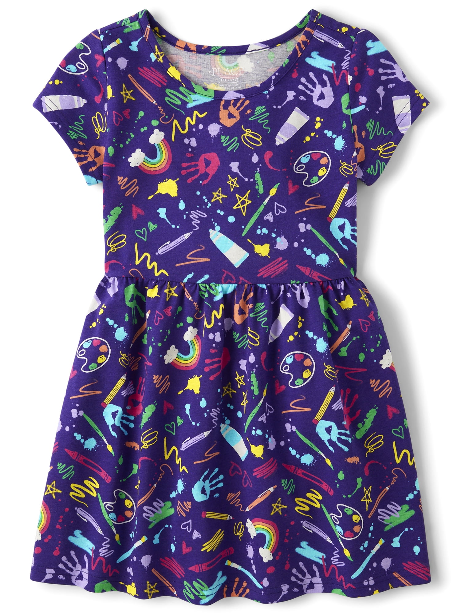 The Childrens Place Girls School Doodle Print Dress - Walmart.com