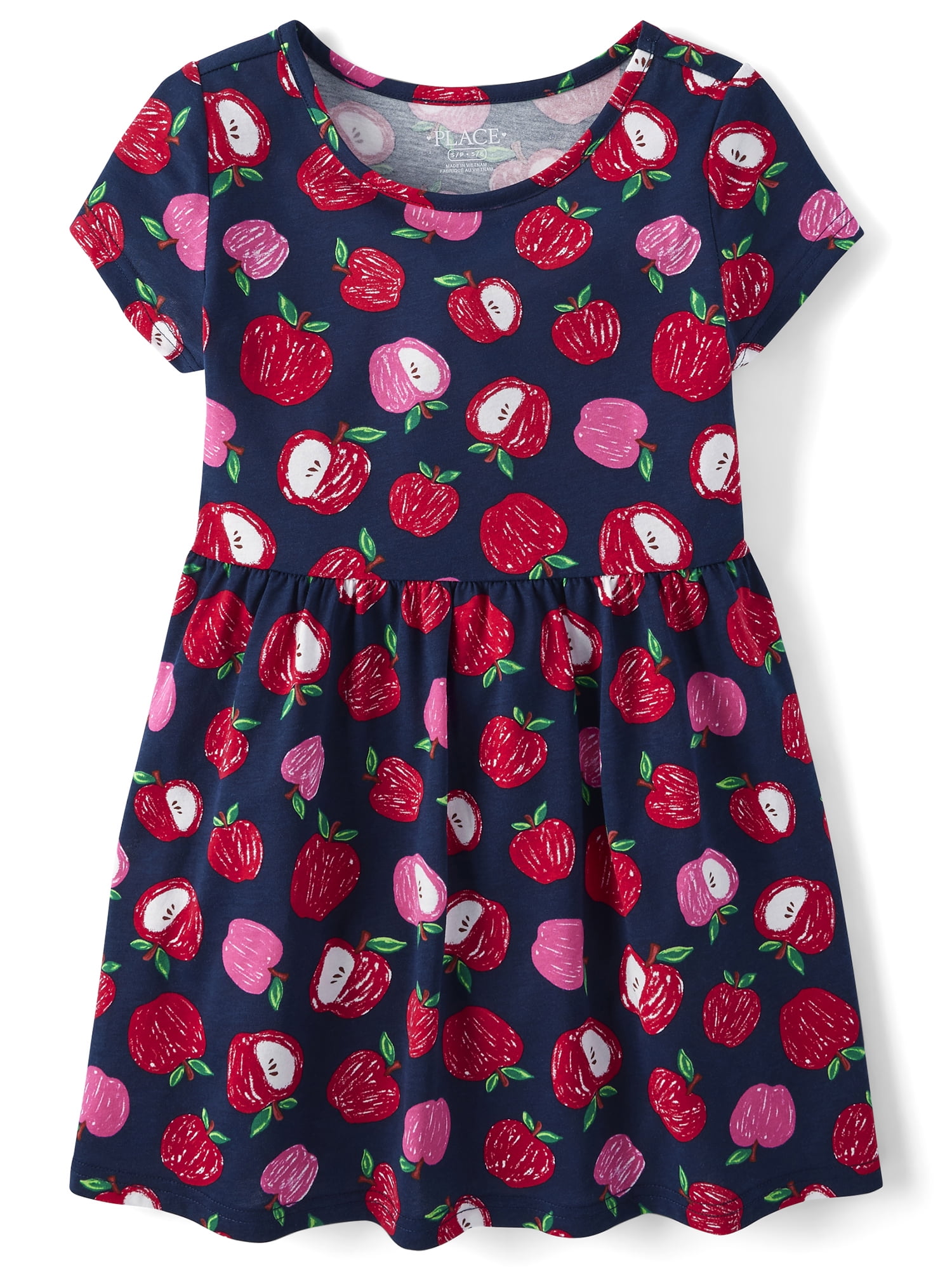 The Children's Place Girls Short Sleeve Apple Print Dress, Sizes XS-XXL ...