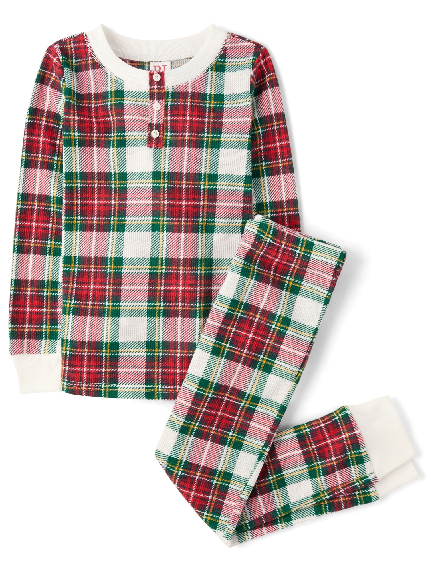 The Children's Place Kids Unisex Long Sleeve Red Tartan Plaid Pajamas ...